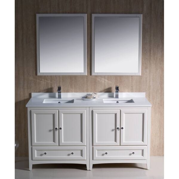 Fresca Oxford 72-inch Antique White Traditional Double Sink Bathroom ...