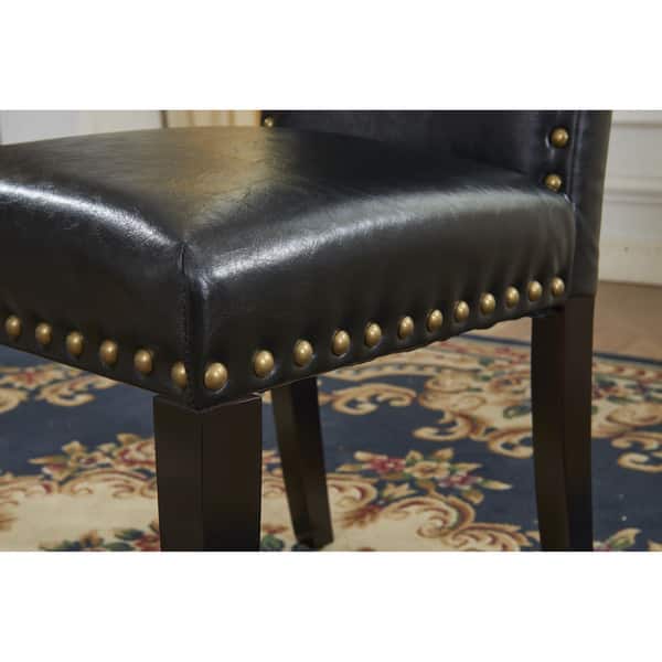 Classic Faux Leather Parson Chairs with Nailhead Trim (Set of 2) - Bed ...
