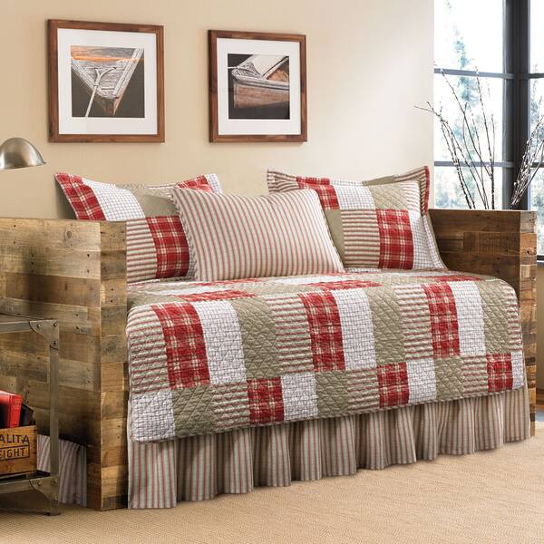 Eddie Bauer Camano Island Red/ Khaki Patchwork Plaid 5-Piece Quilted ...