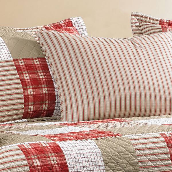 Eddie Bauer Camano Island Red/ Khaki Patchwork Plaid 5-Piece Quilted ...