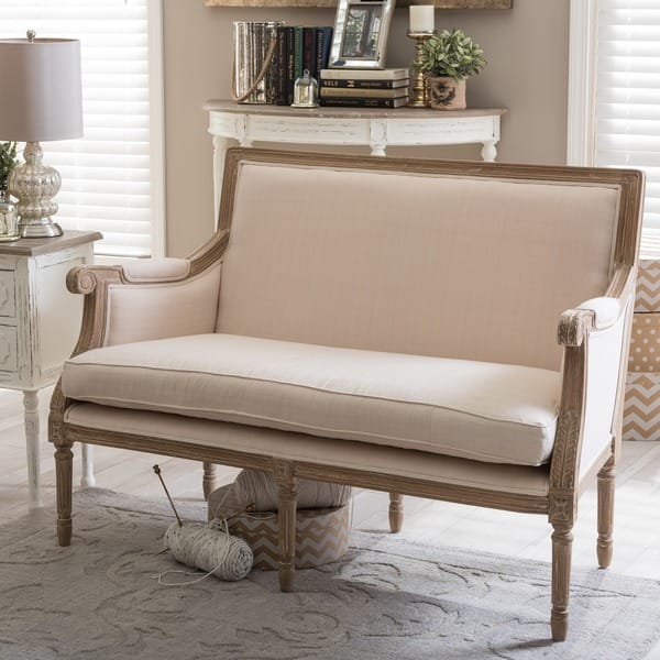 Chavanon Wood And Cotton Traditional French Loveseat - - 9984287