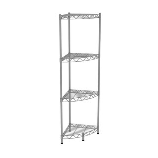 Home Basics 46.5" High 4-Tier Wire Corner Shelving Unit (Grey) - Bed ...