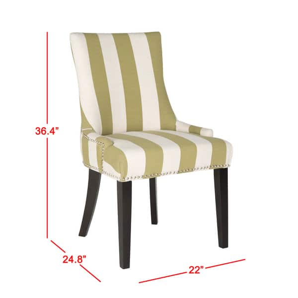 SAFAVIEH Dining Lester Sweet Pea Green/ White Stripe Dining Chairs (Set ...