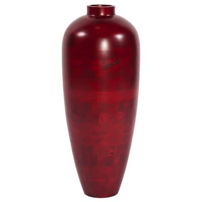 Matte Red Wood Tall Vase - Overstock - 9988058
