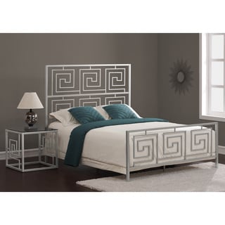 Greek Key Queen Size Silver Metal Bed - Bed Bath & Beyond - 9991468
