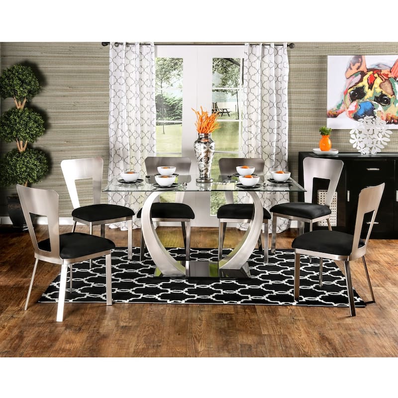 Jami Contemporary Silver Metal 7-Piece Dining Set by Furniture of ...