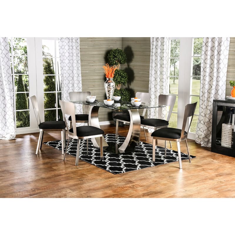 Jami Contemporary Silver Metal 7-Piece Dining Set by Furniture of ...