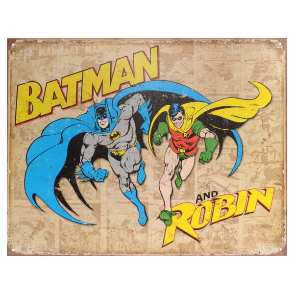 Vintage Metal Art Decorative 'Batman & Robin Weathered' Tin Sign - Bed ...