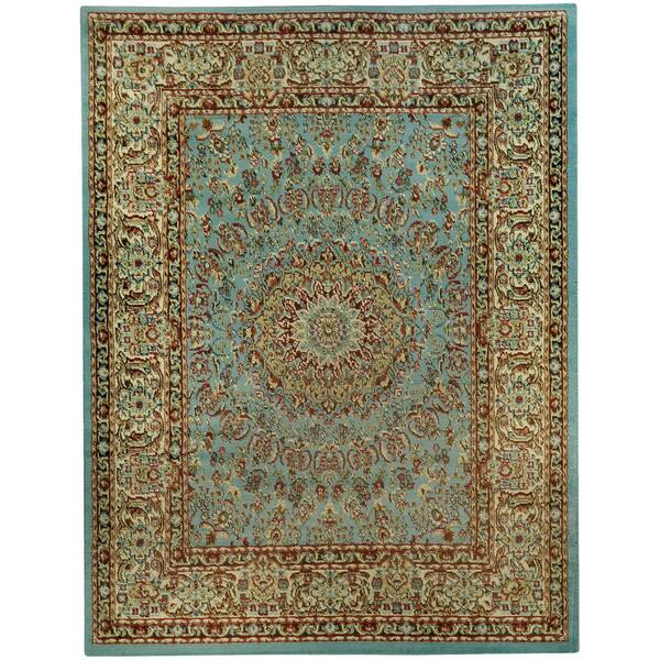 Pasha Collection Medallion Traditional Ocean Blue Area Rug (7'10 x 10'6 ...