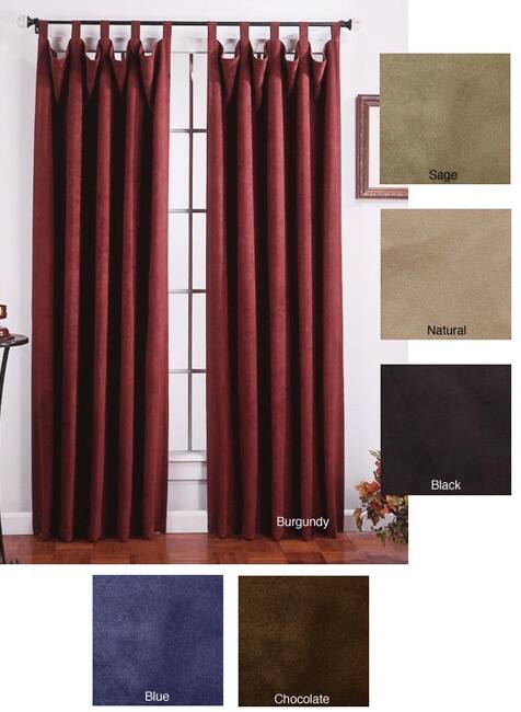 Faux Suede Tab Top Curtain Panel Pair - Overstock - 1081890