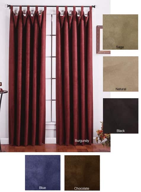 Faux Suede Tab Top Curtain Panel Pair - Overstock - 1081890