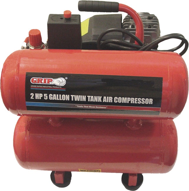 GRIP 2HP 5-gallon Twin Tank Air Compressor - Free Shipping Today ...