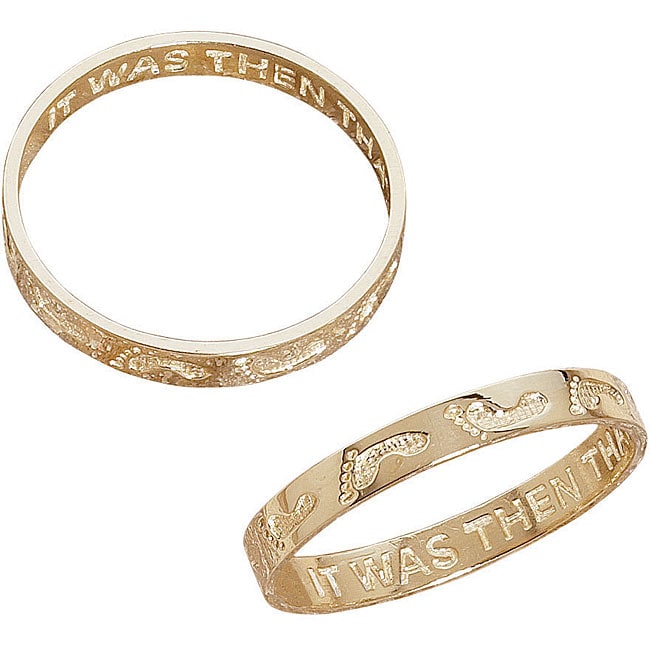 10k Yellow Gold Footprints Ring - Free Shipping Today - Overstock.com ...