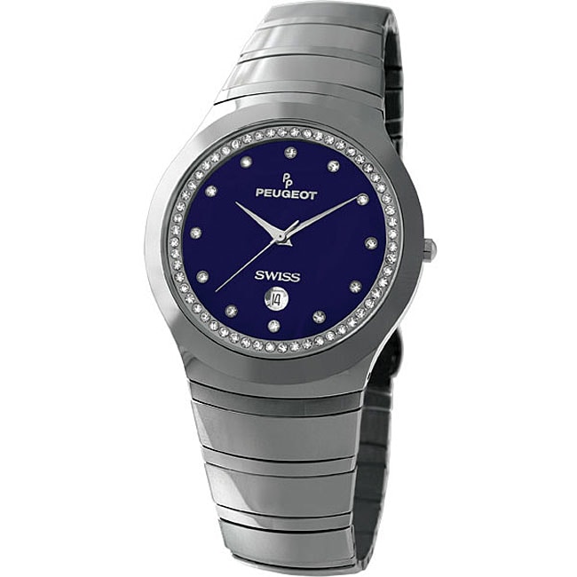 Peugeot Swiss Men's Crystal Bezel Tungsten Watch - 12021875 - Overstock ...