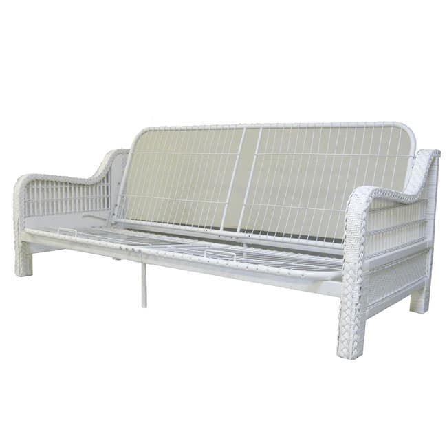 Kauai Full Wicker Futon Frame - White - Overstock - 4231863