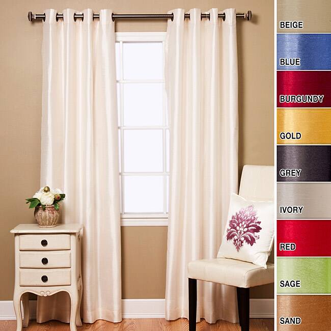 Faux Silk Solid 84-inch Curtain Panel Pair - Overstock - 6243127