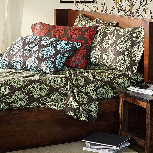 Somerset Printed King/ Cal King-size Dark Microfiber Sheet Set ...