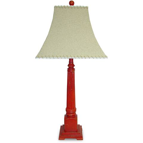 Burlap Shade Red Square 1-light Wood Lamp - 8' x 10' - Overstock - 6542881