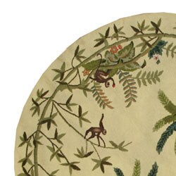 Hand-hooked Yellow Monkey Rug (6' Round) - Bed Bath & Beyond - 1995458