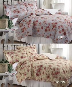 Rose Rhapsody Quilt Set (Yellow or Blue) - Bed Bath & Beyond - 1662109