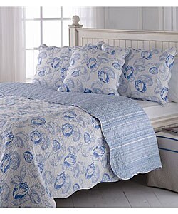 Laguna Blue Shell Quilt Set - Bed Bath & Beyond - 2339407