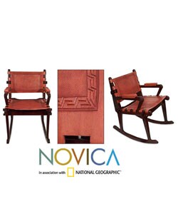 Cedar and Leather Contemporary Rocking Chair (Peru) - Bed Bath & Beyond ...