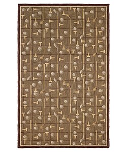 Hand-knotted Wool Golf Ball and Tee Rug (4' x 6') - Bed Bath & Beyond ...