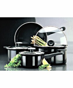 Black 7-piece Tempered Glass Cookware Set - Bed Bath & Beyond - 2539025
