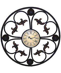 Handcrafted Metal Scroll Art Wall Clock - Bed Bath & Beyond - 2897261