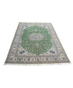 Persian Nian Hand-knotted Green/ Ivory (12'7 x 19'4) - Bed Bath ...