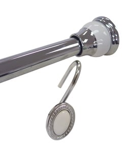 Finial Chrome Shower Rod and Hook Set - White - Bed Bath & Beyond - 2958419
