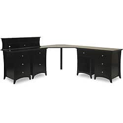 Metropolitan Corner Desk with Four Cabinets and Small Hutch - Bed Bath ...