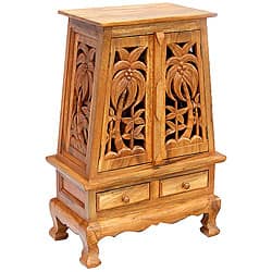Hand-carved Palm Trees Storage Cabinet/ End Table - Bed Bath & Beyond ...