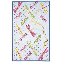Hand-hooked Dragonfly Cotton Blue Rug (5' x 8') - Bed Bath & Beyond ...