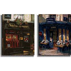 George Botich 'Paris Storefronts' Canvas Art Print 2-piece Set - Bed ...
