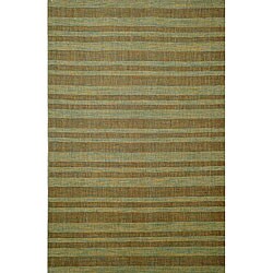 Hand-woven Aqua Brown Wool Rug (4'10 x 7'10) - Bed Bath & Beyond - 3663332