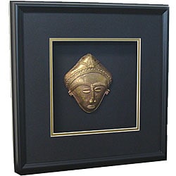 Handcrafted Brass Mask Shadow Box (Ghana) - Bed Bath & Beyond - 3682348