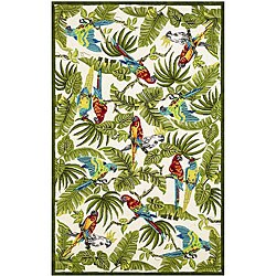 Hand-hooked Parrot Ivory Cotton Rug (8' x 10') - Bed Bath & Beyond ...