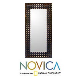 Coconut Shell 'Checkers' Mirror (Indonesia) - Bed Bath & Beyond - 4123853