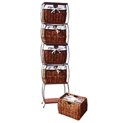 Five-drawer Lined Rattan Basket File Cabinet - Bed Bath & Beyond - 4297839
