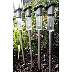 Stainless Steel Pole Slim Solar Lights (Set of 8) - Bed Bath & Beyond ...