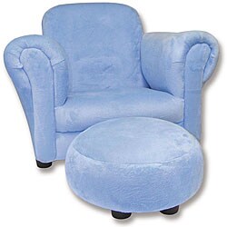 Trend Lab Blue Velour Stuffed Chair and Ottoman Set - Bed Bath & Beyond ...