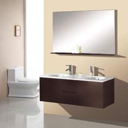 Double Sink 51-inch Espresso Bathroom Vanity Set - White - Bed Bath ...