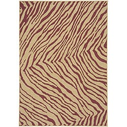 Cafe Red/ Tan Zebra Print Rug (7'3 Square) - Bed Bath & Beyond - 4461329