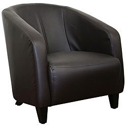 Curved Back Lye Brown Bycast Leather Club Chair - Bed Bath & Beyond ...