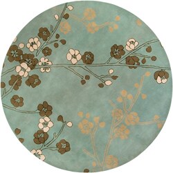 Hand-tufted Masquerade Green Wool Rug (8' Round) - Bed Bath & Beyond ...