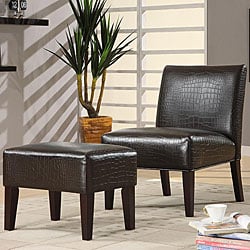 Decor Faux Alligator Print Lounge Chair with Ottoman - Bed Bath ...