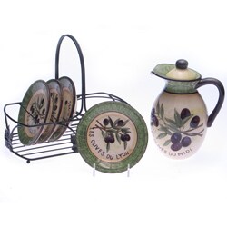 Certified International Garden of Olives 6-Piece Olive Oil Set with ...