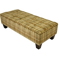 Beige Plaid Tufted Bench - Bed Bath & Beyond - 5126575