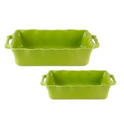 Appolia French 2-piece Ceramic Lime Green Rectangular Baker Set - Bed ...